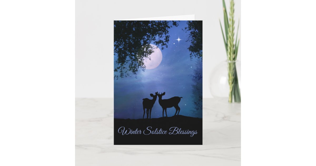 Nature Winter Solstice Blessing Cards with Moon | Zazzle