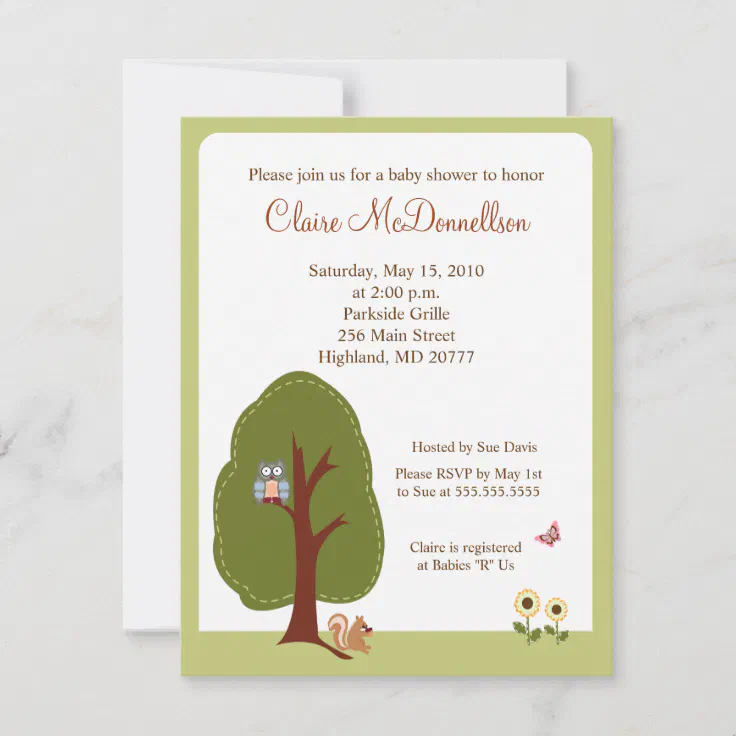 Nature Woodland Earthy Baby Shower Invitation | Zazzle