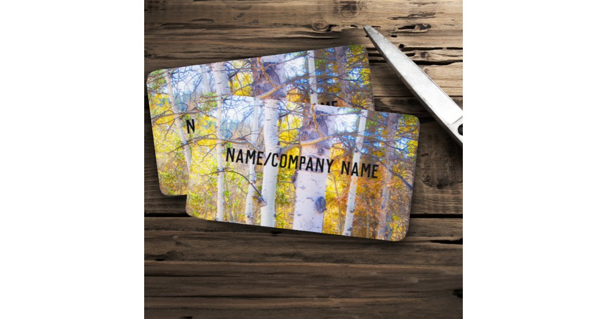 nature yellow aspen fall landscape photo art business card | Zazzle
