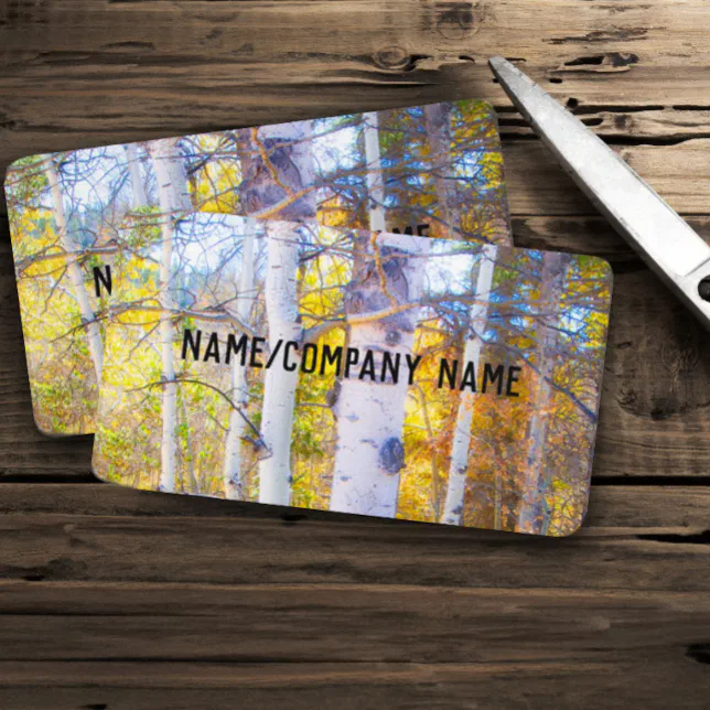 nature yellow aspen fall landscape photo art business card | Zazzle