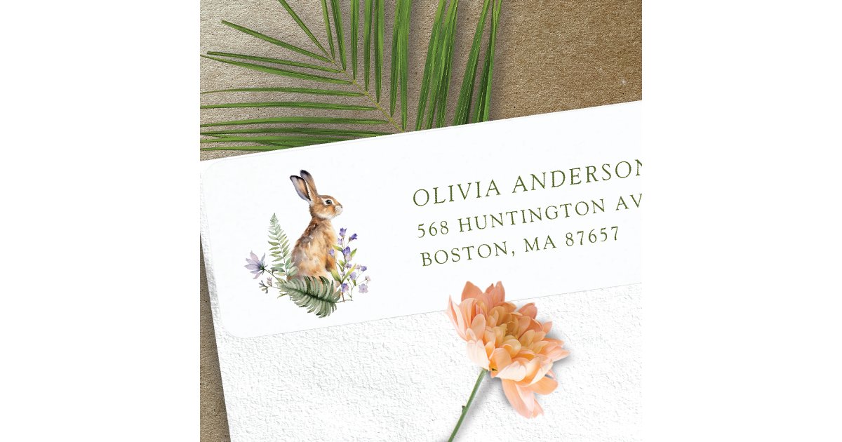 Nature's Delight Baby Shower Bunny Address Label | Zazzle