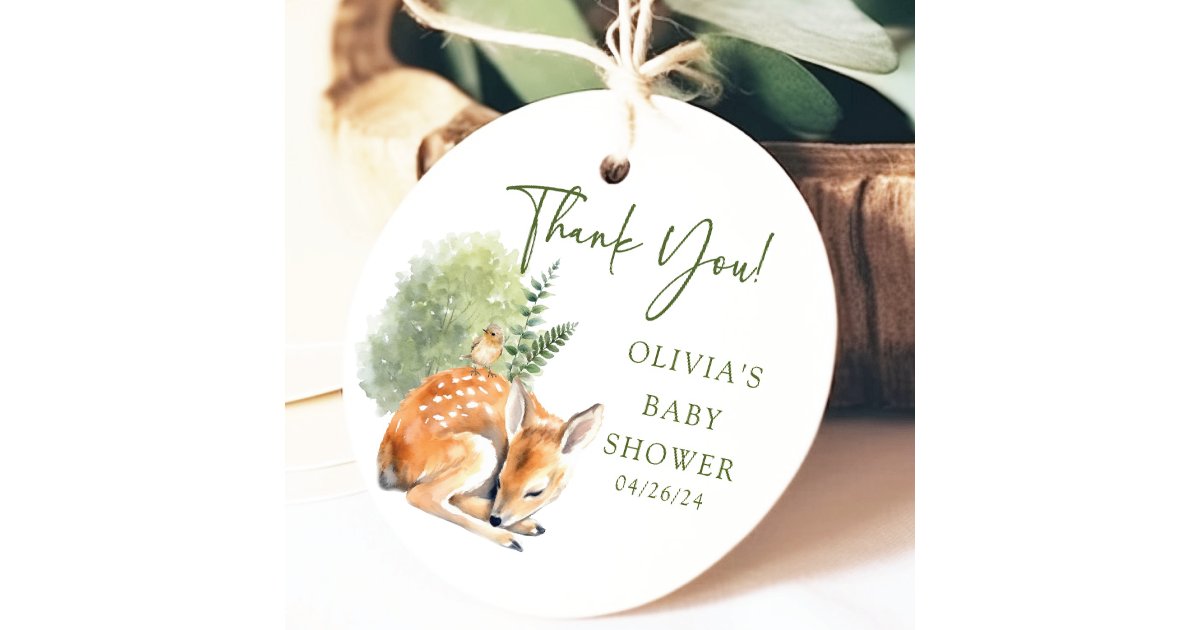 Nature's Delight Deer Baby Shower Favor Gift Tag | Zazzle