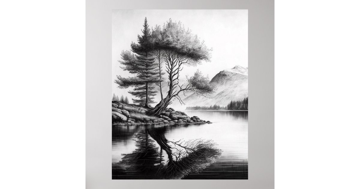 Nature's Reflections Sketch Poster | Zazzle