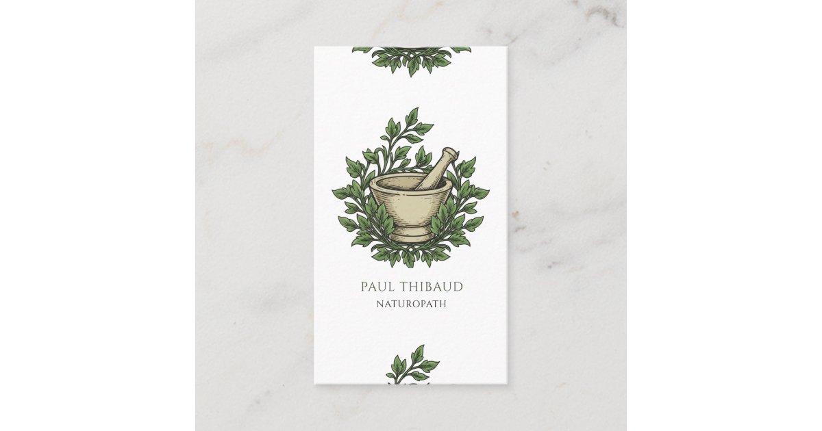 Naturopathic Doctor Watercolor Mortar Pestle Business Card | Zazzle