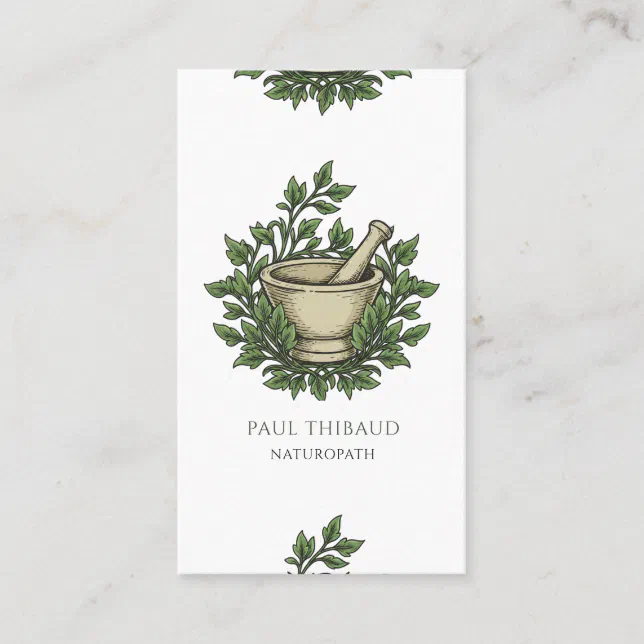 Naturopathic Doctor Watercolor Mortar Pestle Business Card | Zazzle