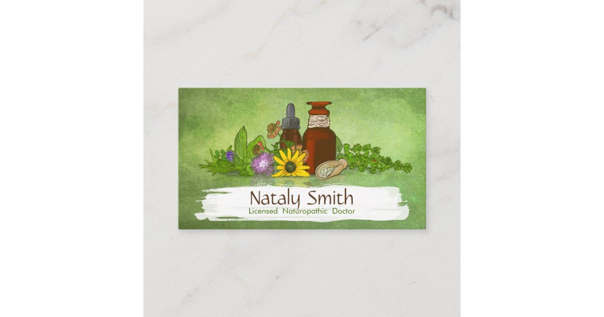 Naturopathic Medicine Illustration Business Card | Zazzle