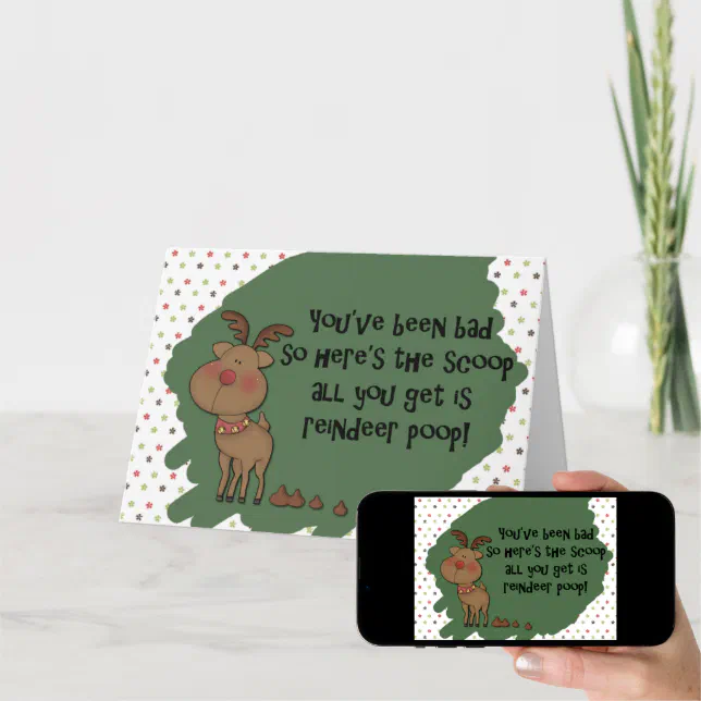 Naughty Funny Christmas Reindeer Poop Card | Zazzle