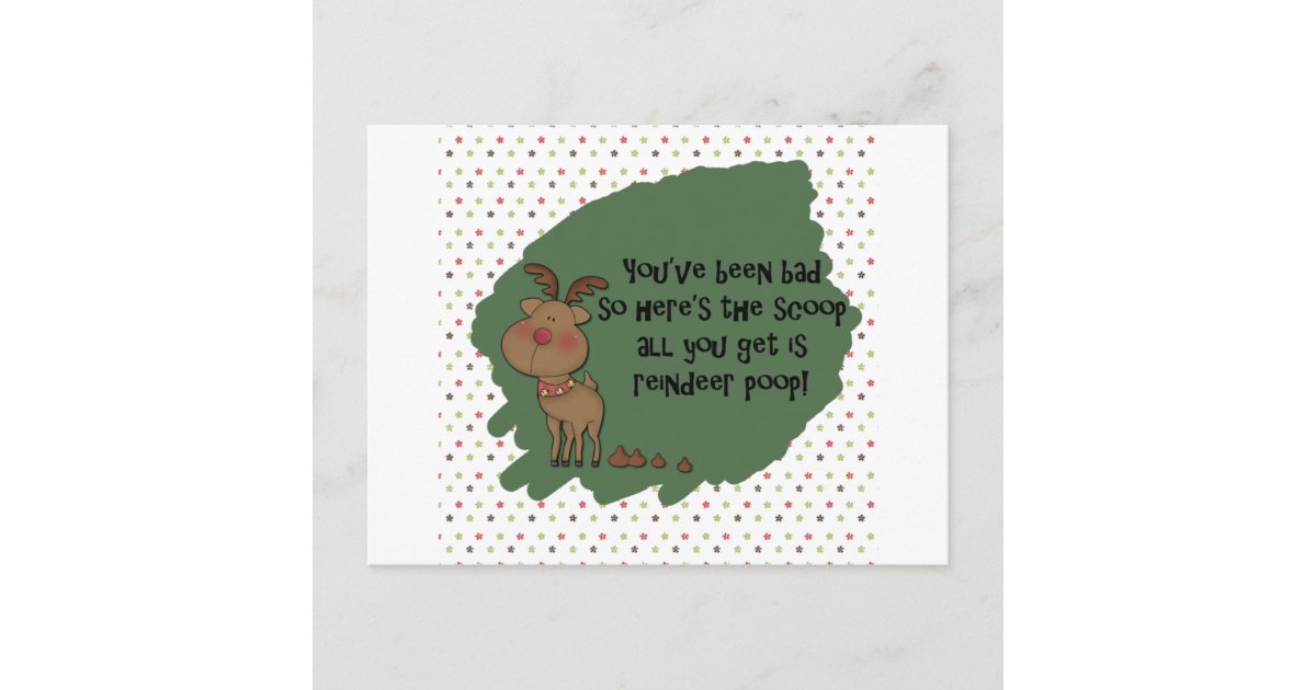 Naughty Funny Christmas Reindeer Poop Card | Zazzle