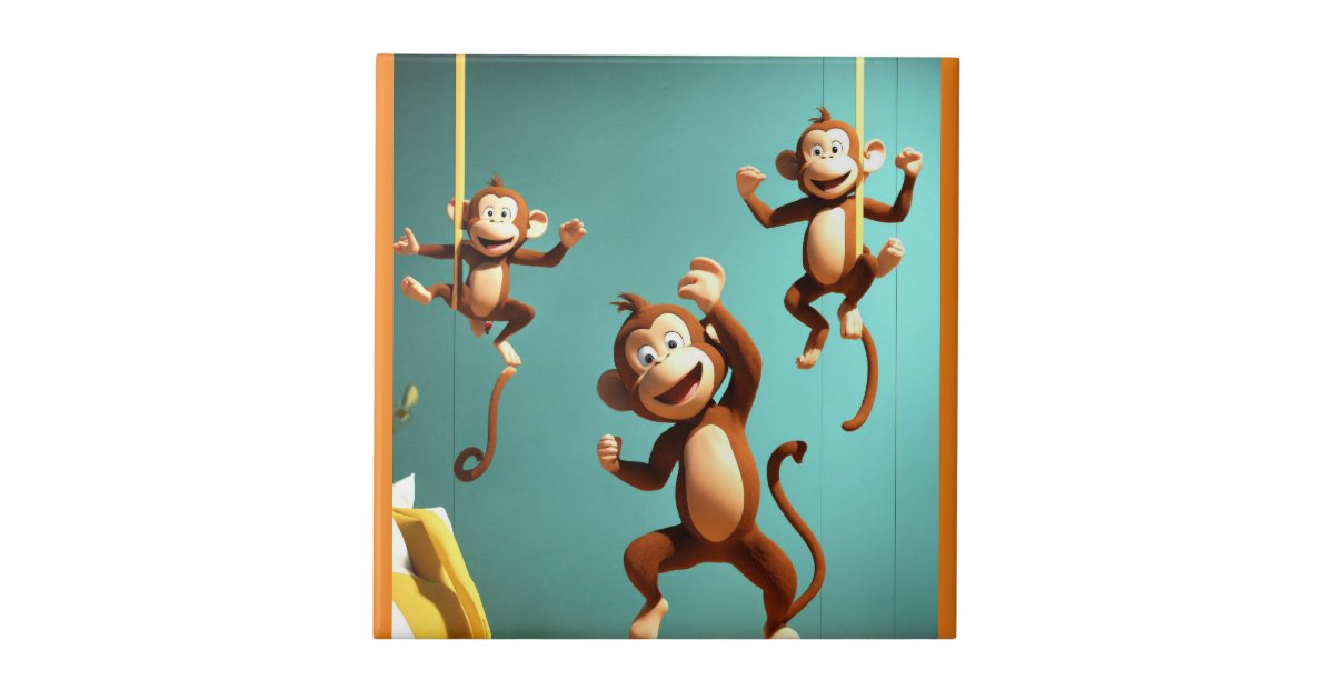 naughty monkey family ceramic tile | Zazzle