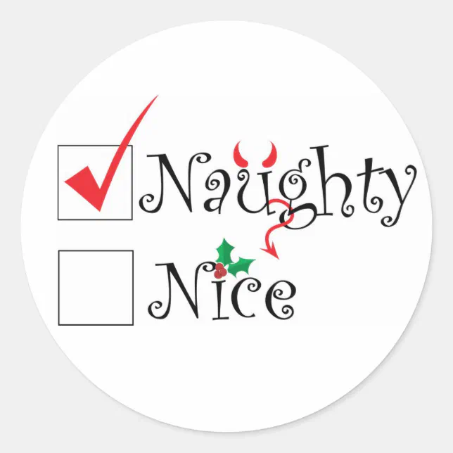 Naughty Nice Classic Round Sticker | Zazzle
