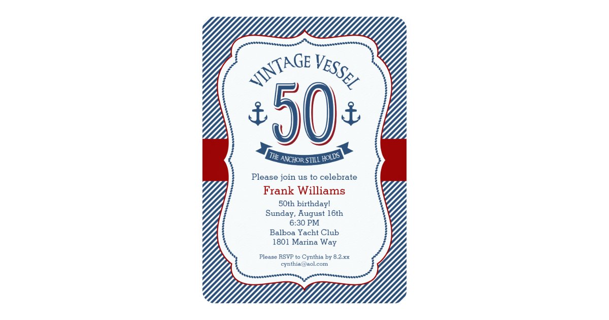 Nautical 50th Birthday Invitation | Zazzle.com