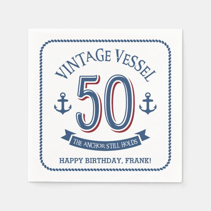 Nautical 50th Birthday Napkins | Zazzle