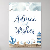 Nautical Advice And Wishes Baby Shower Sign | Zazzle