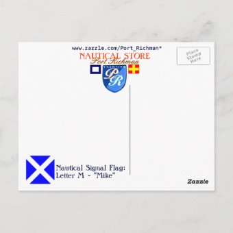 Nautical Alphabet Flag Signal Letter M Postcard | Zazzle
