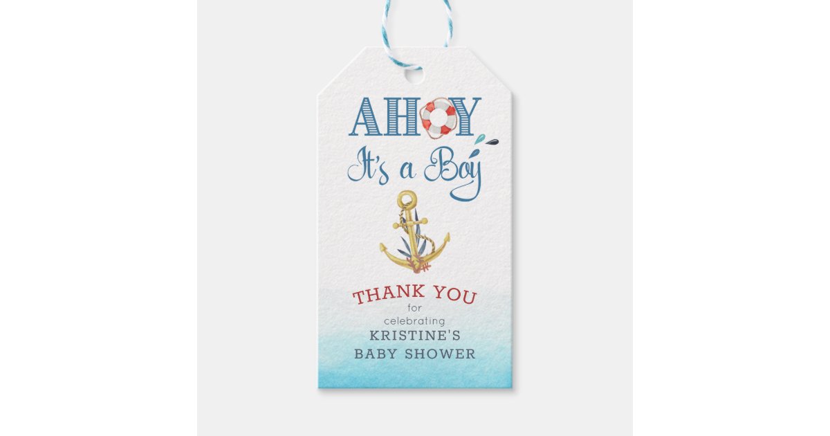 Nautical Anchor Ahoy It's A Boy Personalized Gift Tags | Zazzle