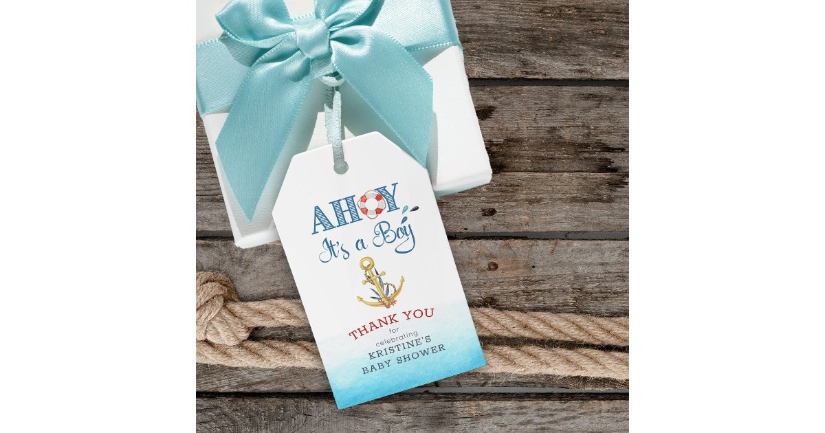 Nautical Anchor Ahoy It's A Boy Personalized Gift Tags | Zazzle