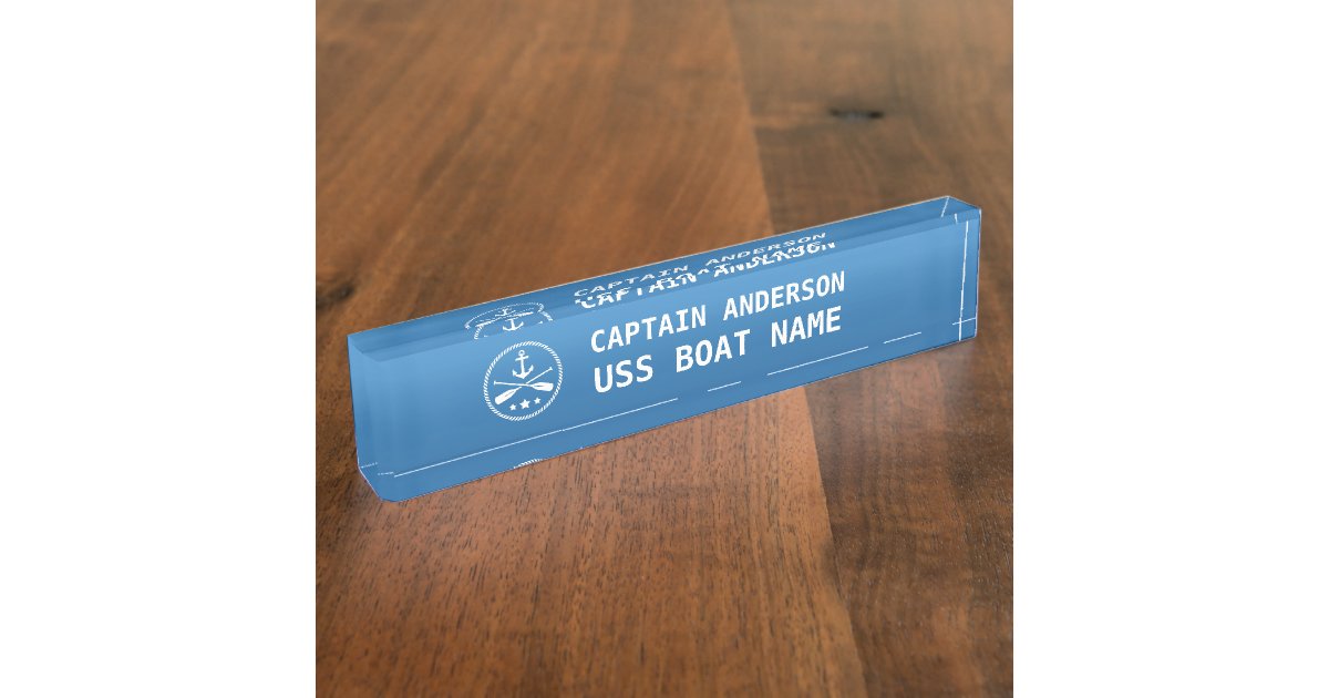 Nautical Anchor and Oars Captain and Boat Desk Name Plate | Zazzle