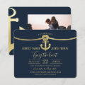 Nautical Anchor and Rope Gold Rope Knot Wedding Invitation | Zazzle