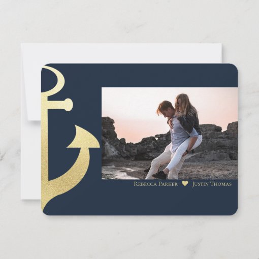 Nautical Anchor and Rope Gold Rope Knot Wedding Invitation | Zazzle