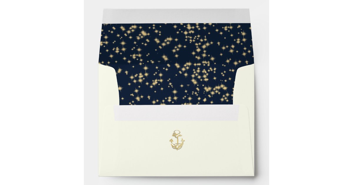 Nautical Anchor and Starry Sky Navy Blue Envelope | Zazzle