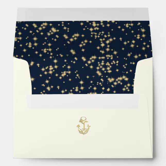 Nautical Anchor and Starry Sky Navy Blue Envelope | Zazzle