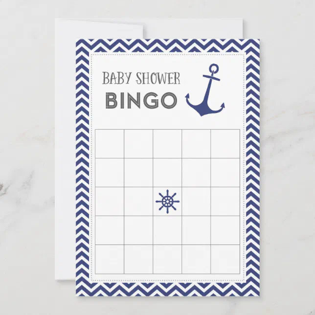 Nautical Anchor Baby Shower Bingo Card | Zazzle