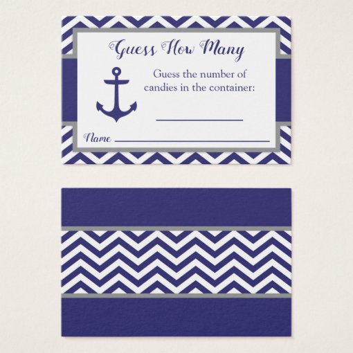 Nautical Anchor Baby Shower Guess How Many Card | Zazzle