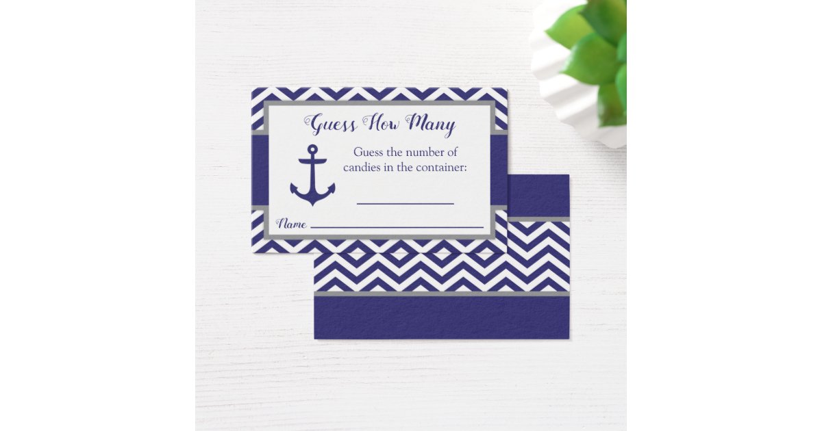 Nautical Anchor Baby Shower Guess How Many Card | Zazzle