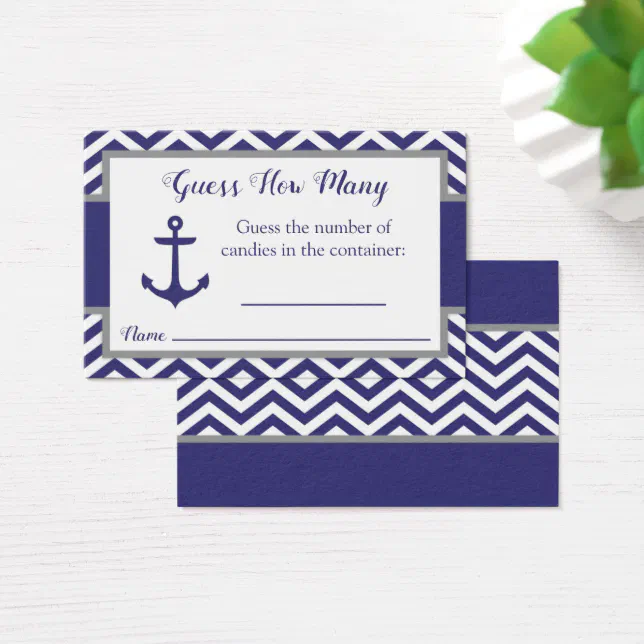 Nautical Anchor Baby Shower Guess How Many Card | Zazzle