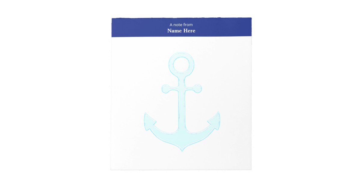Nautical Anchor & Blue Header Simple Notepad | Zazzle