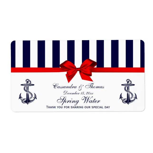 Nautical Anchor Blue White Stripe H Water Label | Zazzle