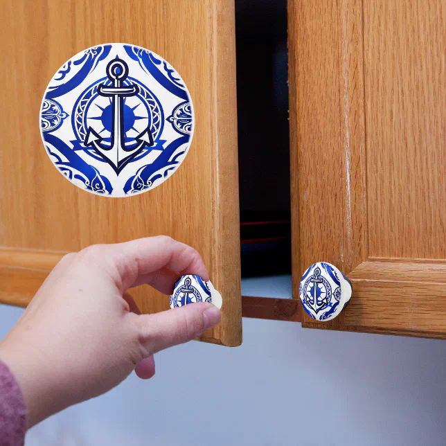 Nautical Anchor Ceramic Knob | Zazzle