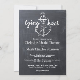 Nautical Anchor Chalkboard Rustic Wedding Invitation | Zazzle