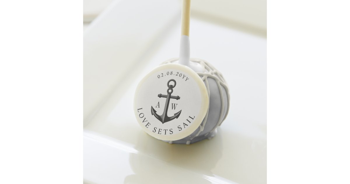 Nautical Anchor Custom Monograms Black & White Cake Pops | Zazzle