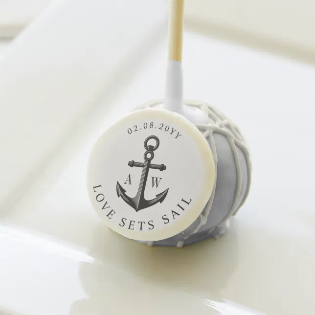 Nautical Anchor Custom Monograms Black & White Cake Pops | Zazzle
