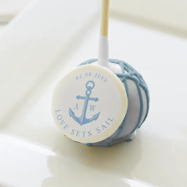 Nautical Anchor Custom Monograms Light Blue Cake Pops | Zazzle