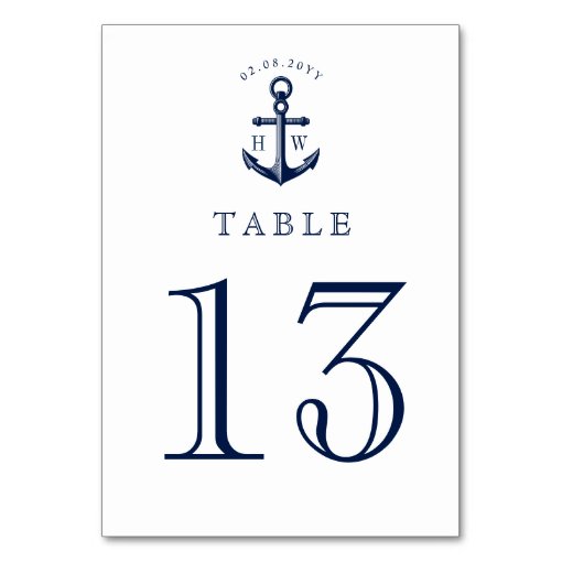 Nautical Anchor Custom Monograms Table Number | Zazzle