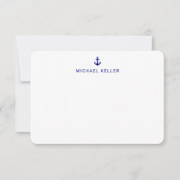 Nautical Anchor Custom Navy Note Cards | Zazzle