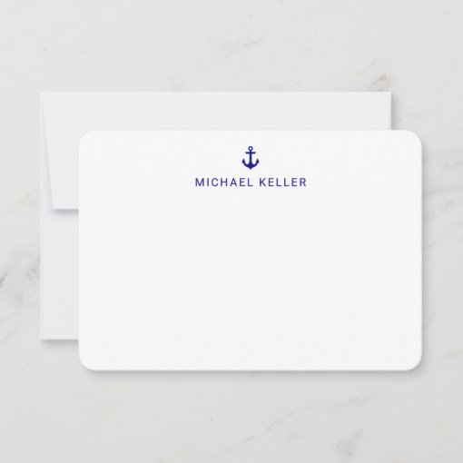 Nautical Anchor Custom Navy Note Cards | Zazzle