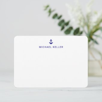 Nautical Anchor Custom Navy Note Cards | Zazzle