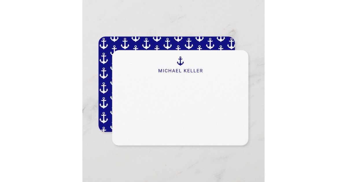 Nautical Anchor Custom Navy Note Cards | Zazzle