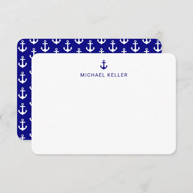 Nautical Anchor Custom Navy Note Cards | Zazzle
