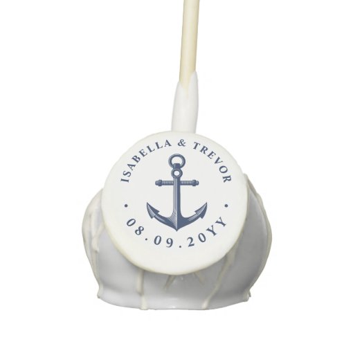 Nautical Anchor Custom White and Navy Cake Pops | Zazzle