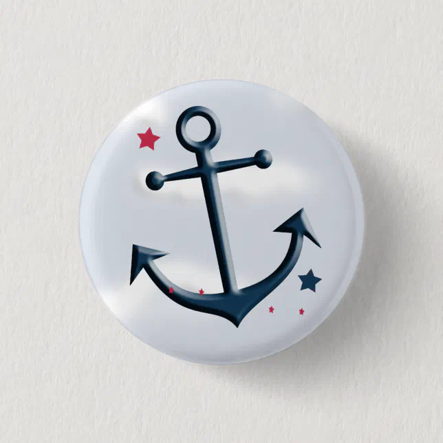 Nautical Anchor Design Round Button | Zazzle