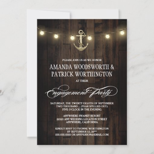 Nautical Anchor Engagement Party Invitations | Zazzle