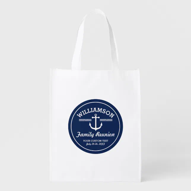 Nautical Anchor Family Reunion Trip Cruise Beach Grocery Bag | Zazzle