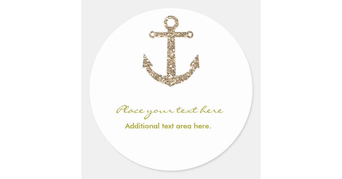 Nautical Anchor Gold Glitter Glam Party Sticker | Zazzle