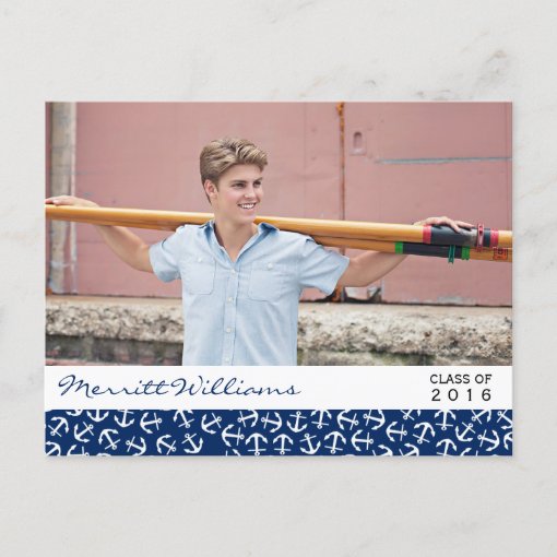 Nautical Anchor Graduation Class of 20XX Party Invitation Postcard | Zazzle