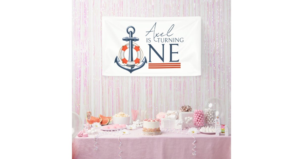 Nautical Anchor Happy Birthday Party Banner | Zazzle