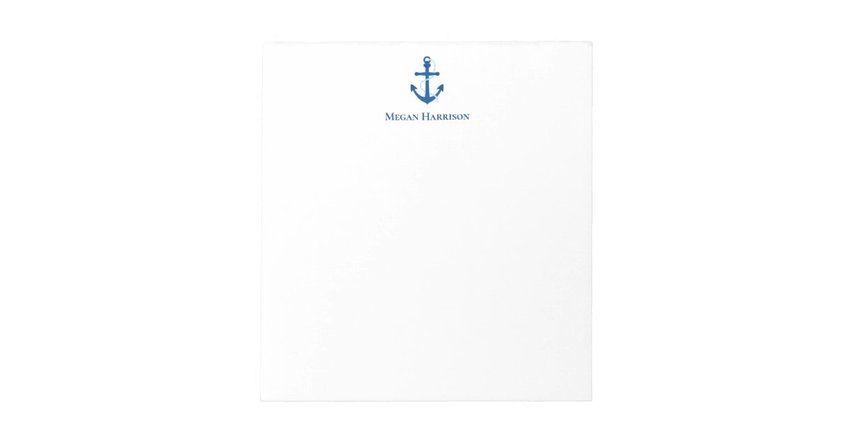 Nautical Anchor Icon in Navy Blue Notepad | Zazzle